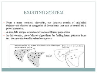 Document clustering for forensic analysis | PPTX | Databases | Computer Software and Applications