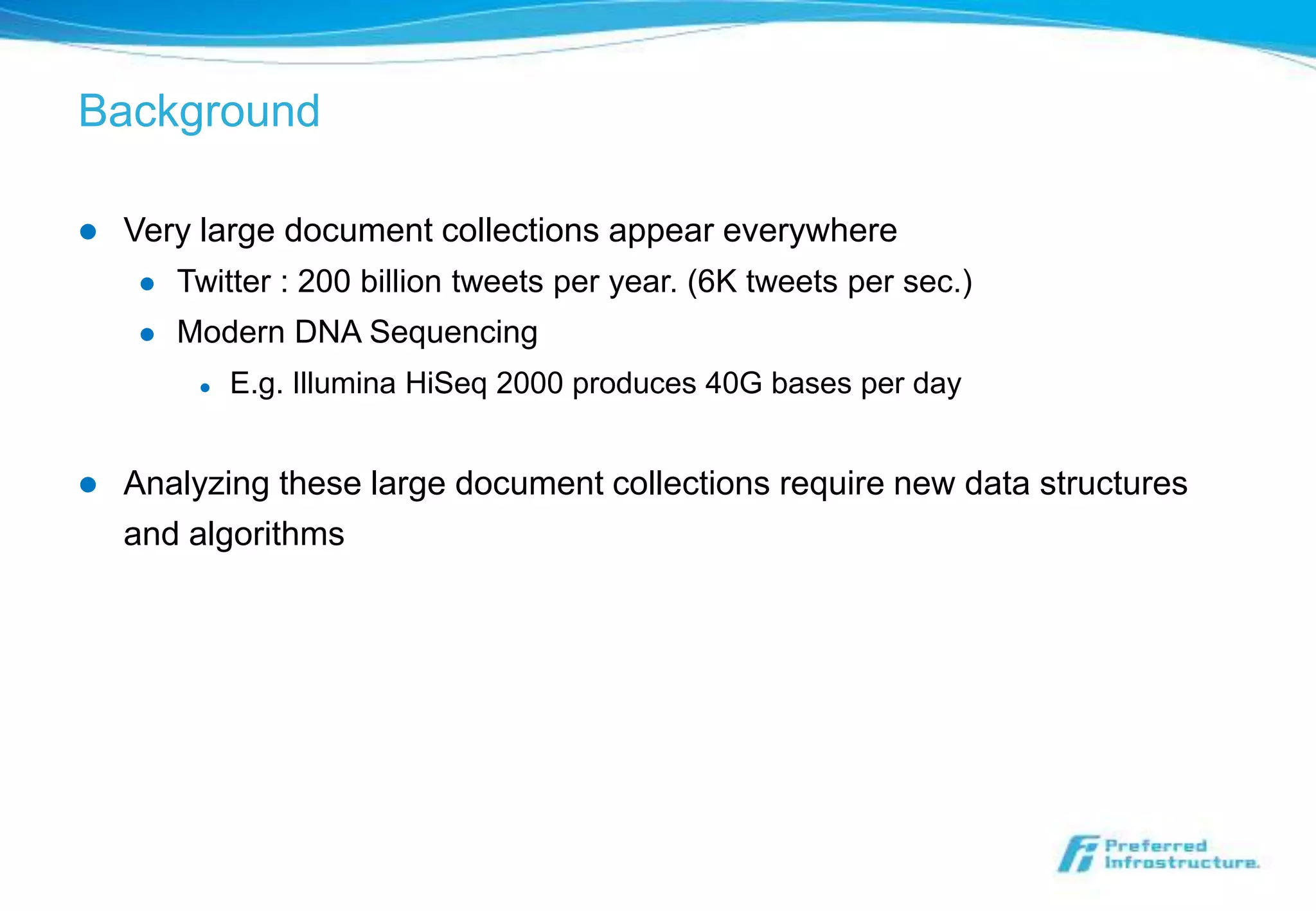 Succinct Data Structure For Analyzing Document Collection Ppt 0805