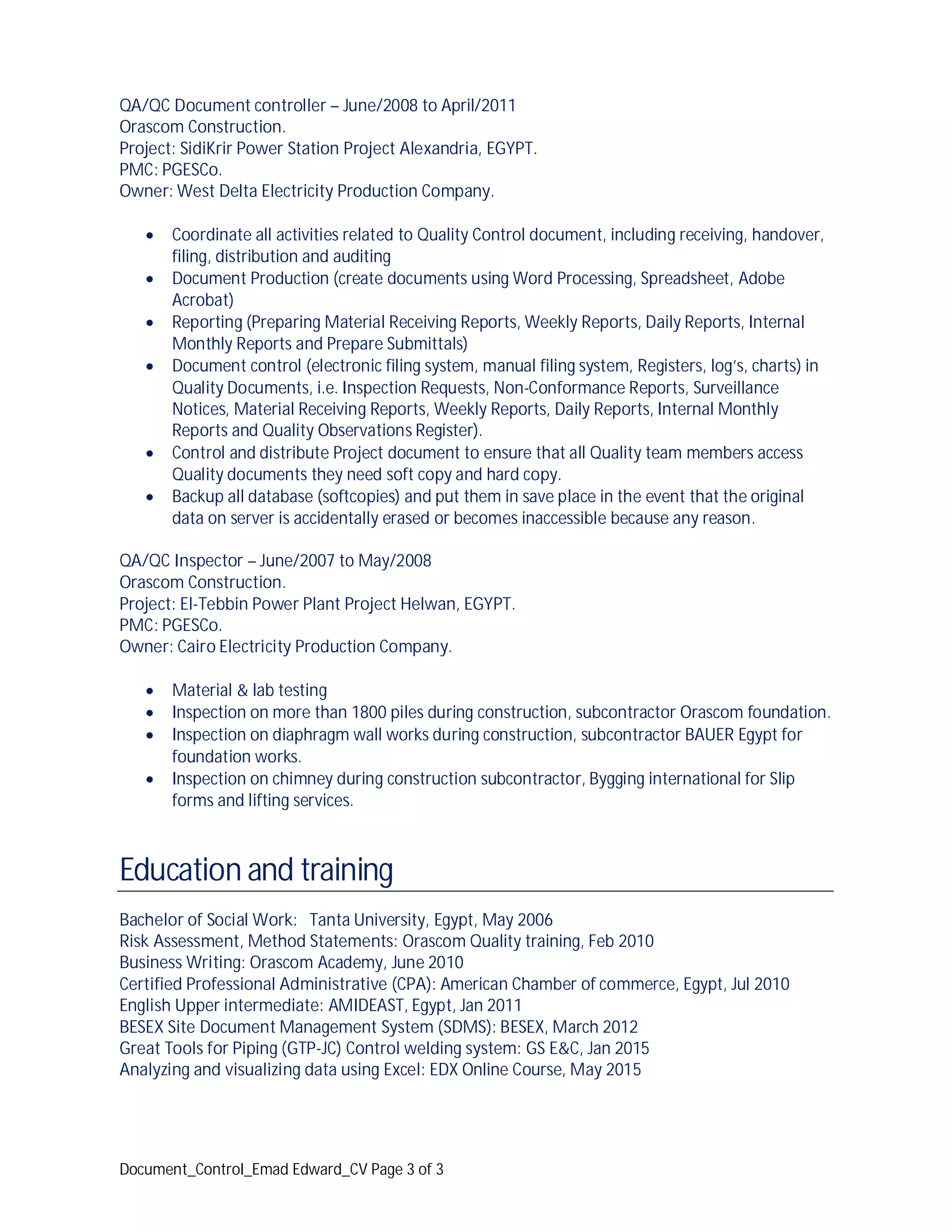 Document control emad edward_cv | PDF | Free download