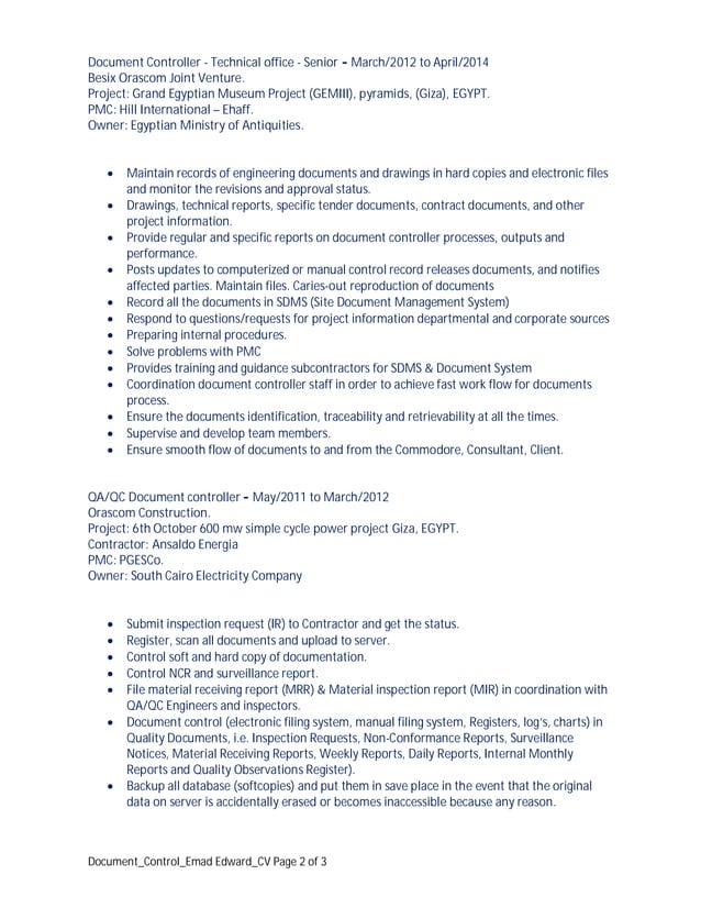 Document control emad edward_cv | PDF | Free download