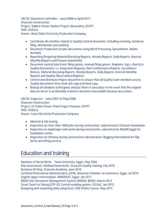 Document control emad edward_cv | PDF | Free download