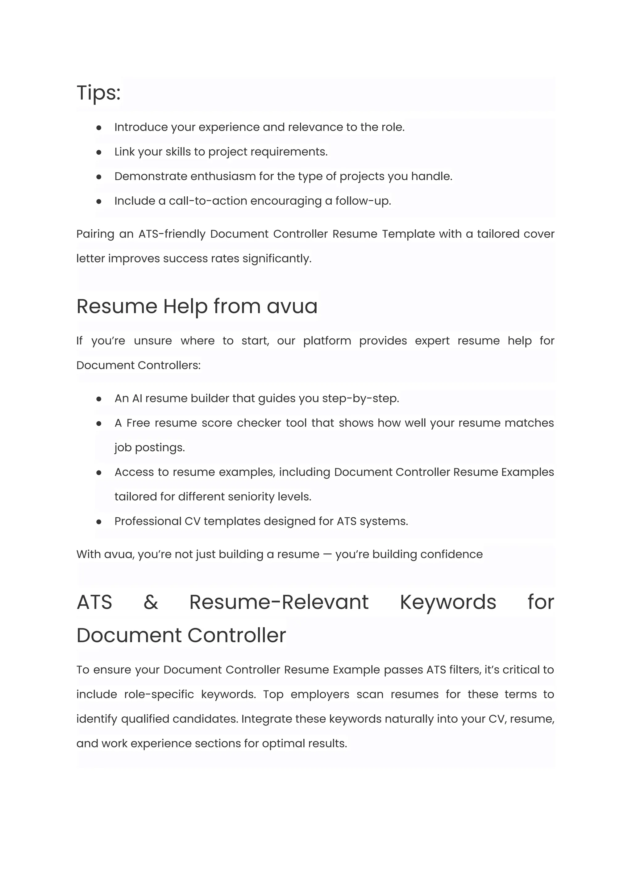 Document Controller Resume Examples & Writing Guide for 2025 | PDF