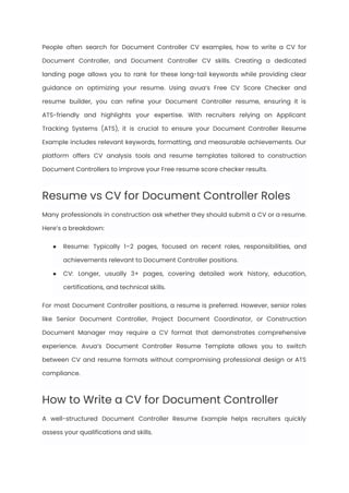 Document Controller Resume Examples & Writing Guide for 2025 | PDF