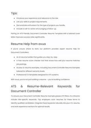 Document Controller Resume Examples & Writing Guide for 2025 | PDF