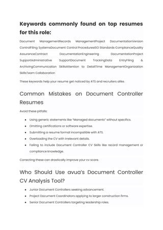 Document Controller Resume Examples & Writing Guide for 2025 | PDF