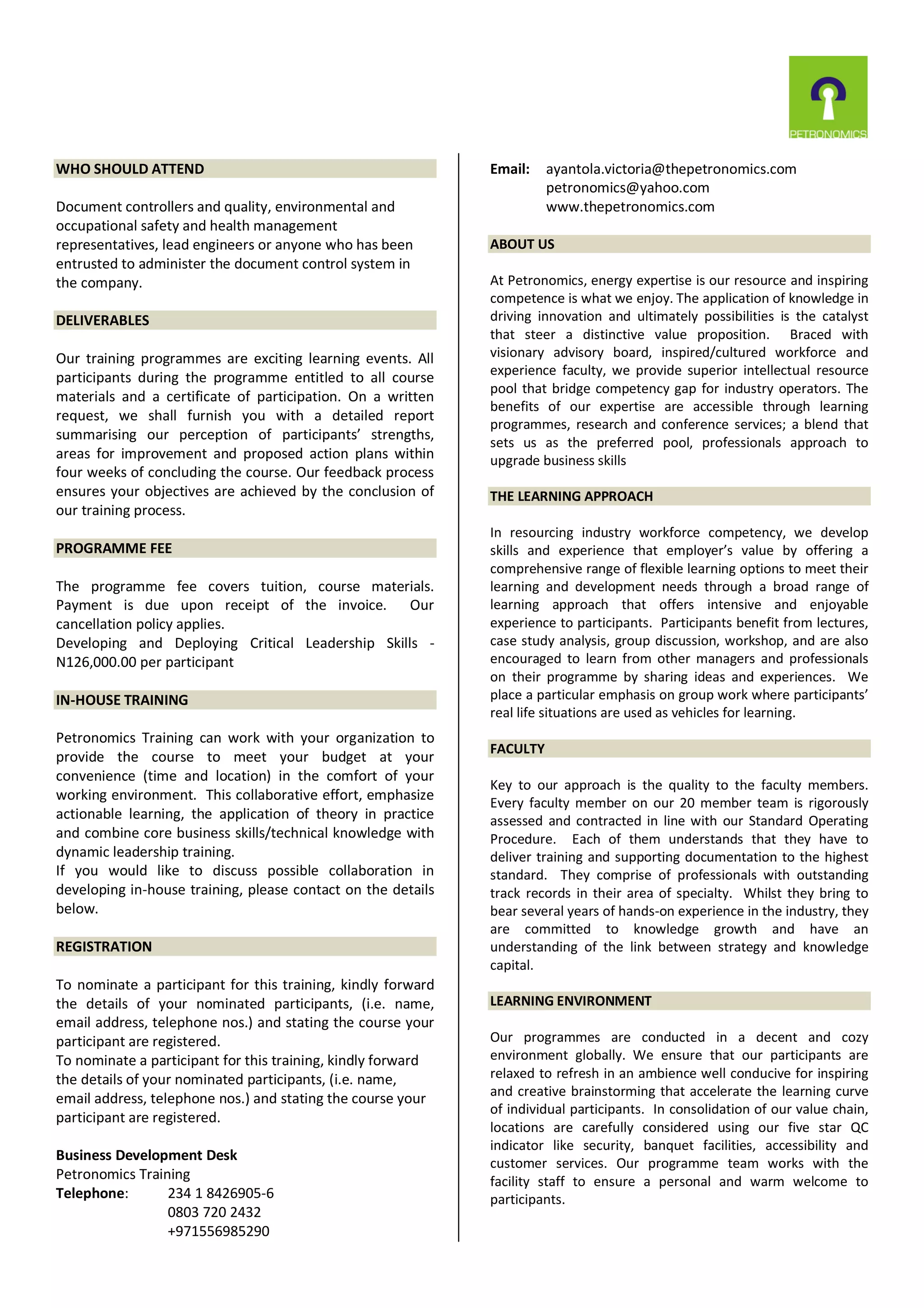 Document Control Management, Lagos | PDF