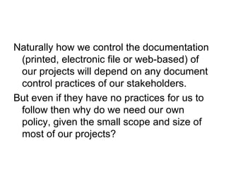 Document control policy for project teams | PPT