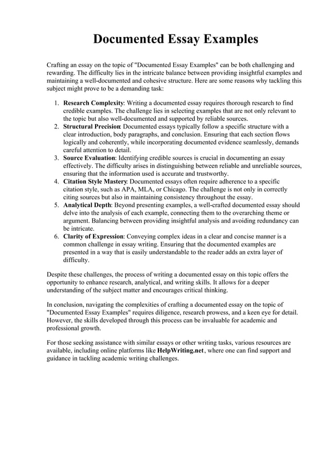 Documented Essay Examples | PDF
