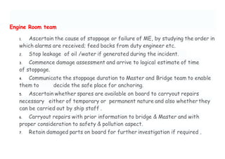 Documented procedures under Emergency preparedness- Main engine failure ...