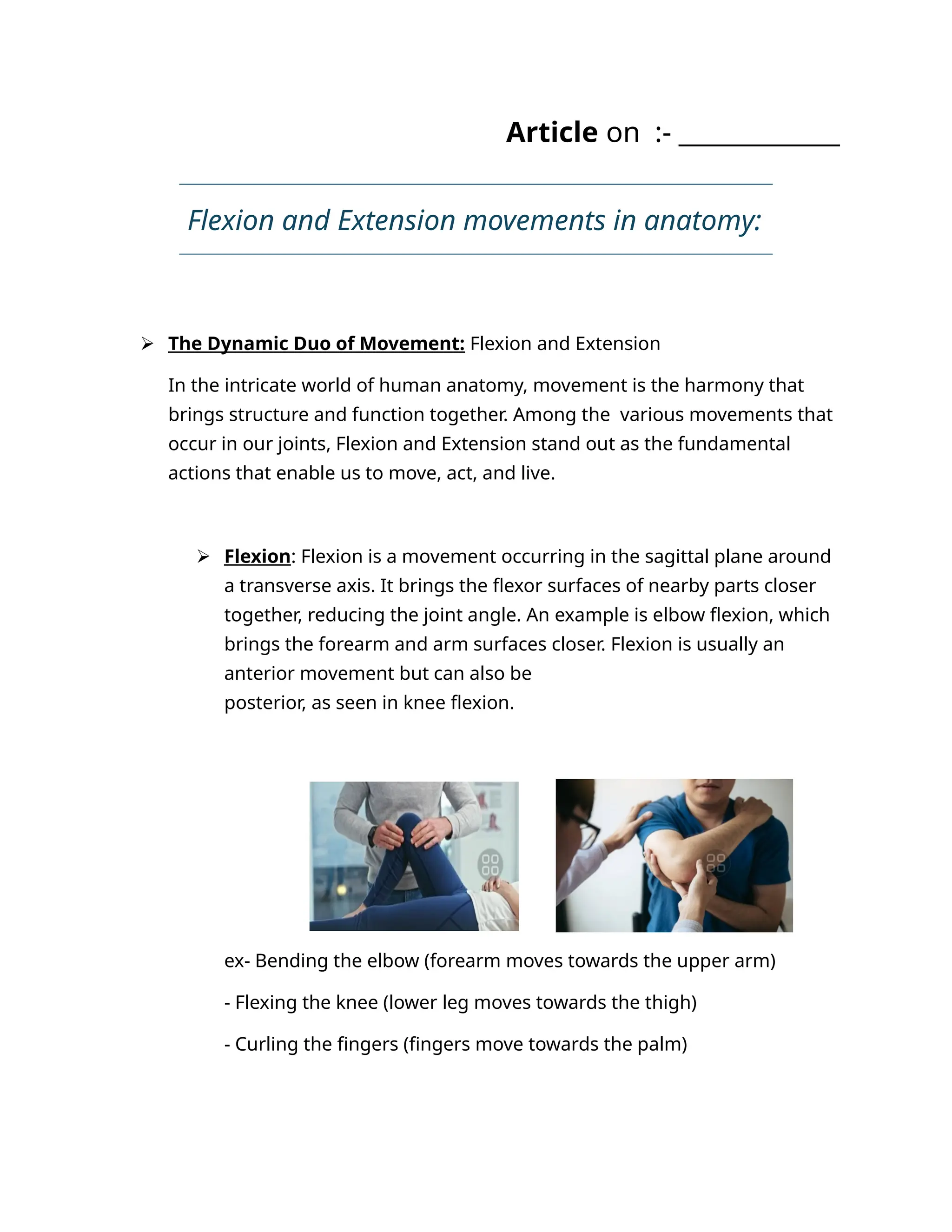 Flexion and extension movement in anatomy. | PDF