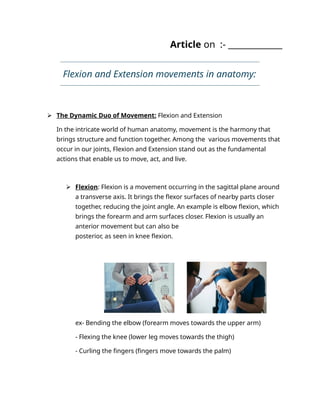 Flexion and extension movement in anatomy. | DOCX