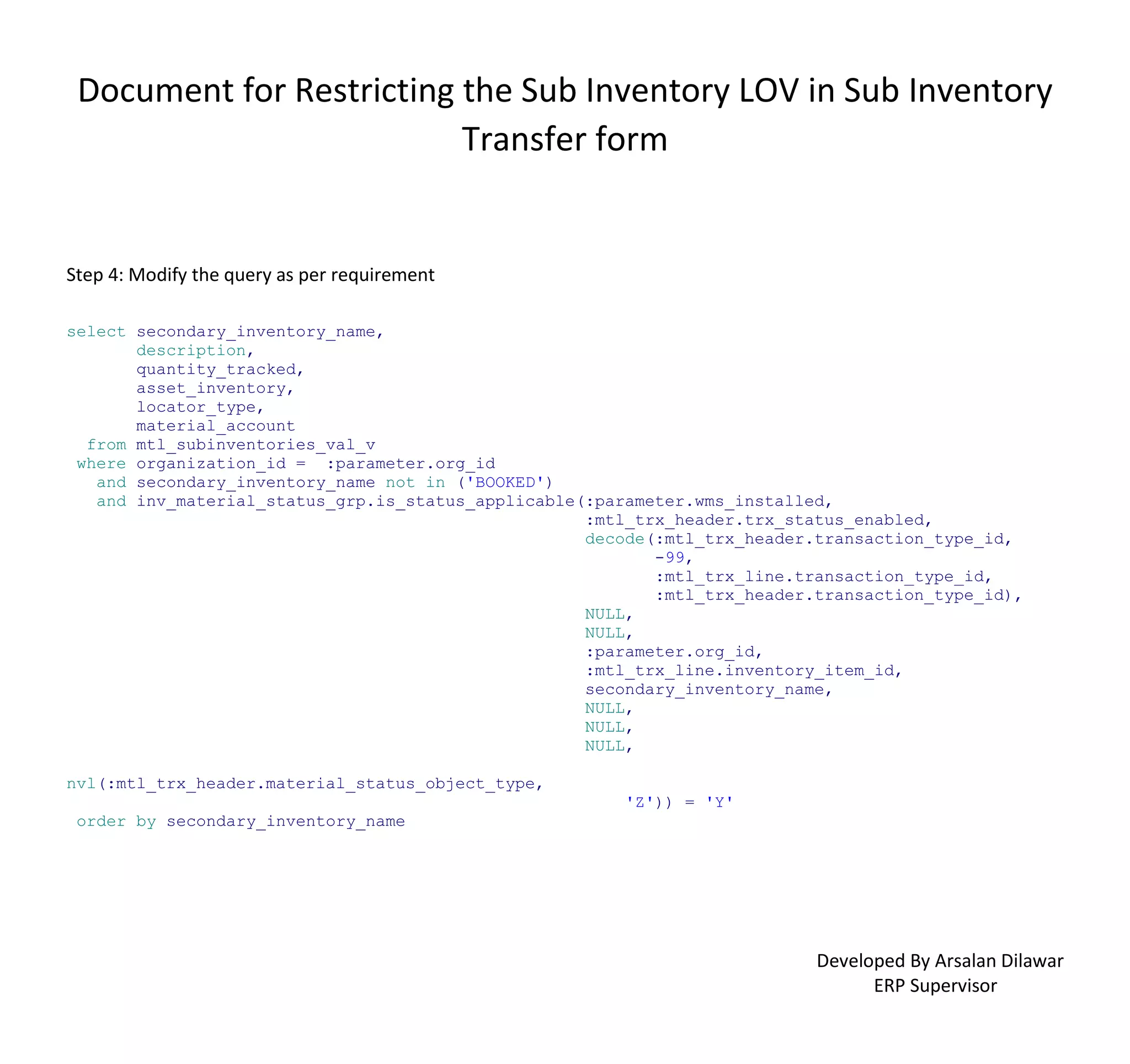 Document for restricting lov using form personalization | PDF