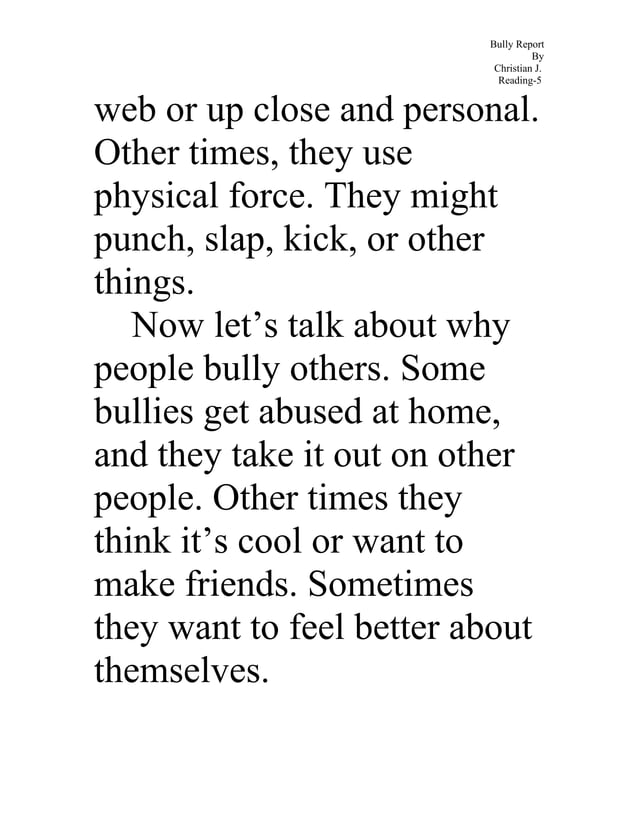 Bully report | DOC | Debated Sensitive Social Issues | Sensitive Topics