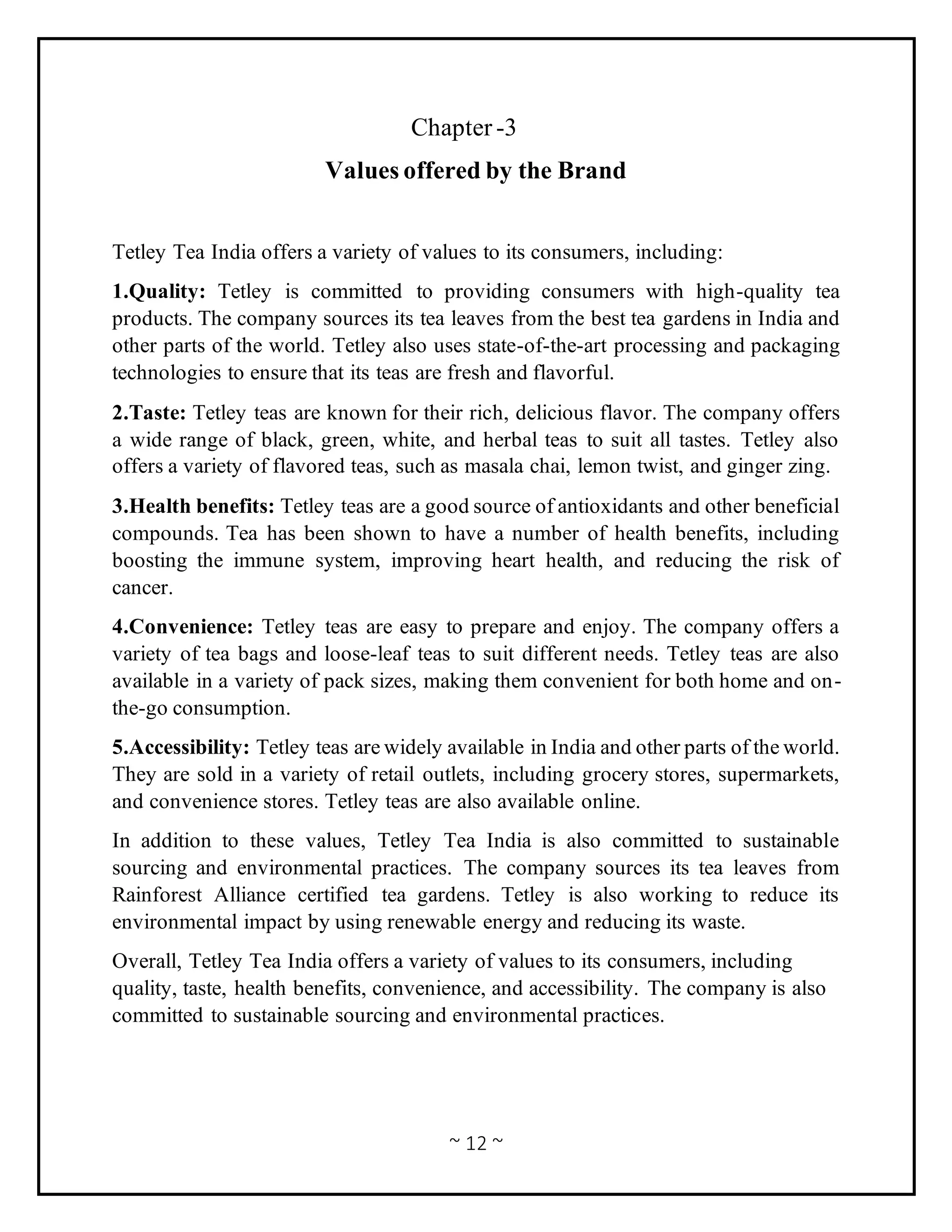 A PROJECT REPORT On Product: Tetley tea by Tata | PDF