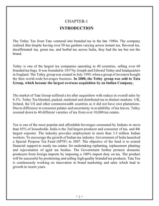 A PROJECT REPORT On Product: Tetley tea by Tata | PDF