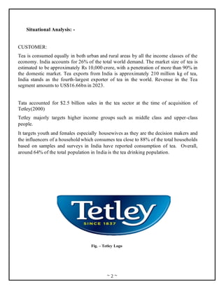 A PROJECT REPORT On Product: Tetley tea by Tata | PDF