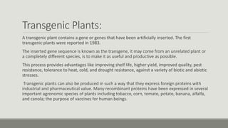 Recombinant DNA technology( Transgenic plant and animal) | PPTX