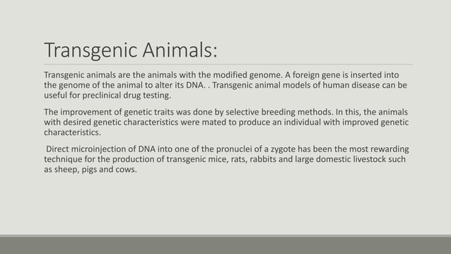 Recombinant DNA technology( Transgenic plant and animal) | PPT