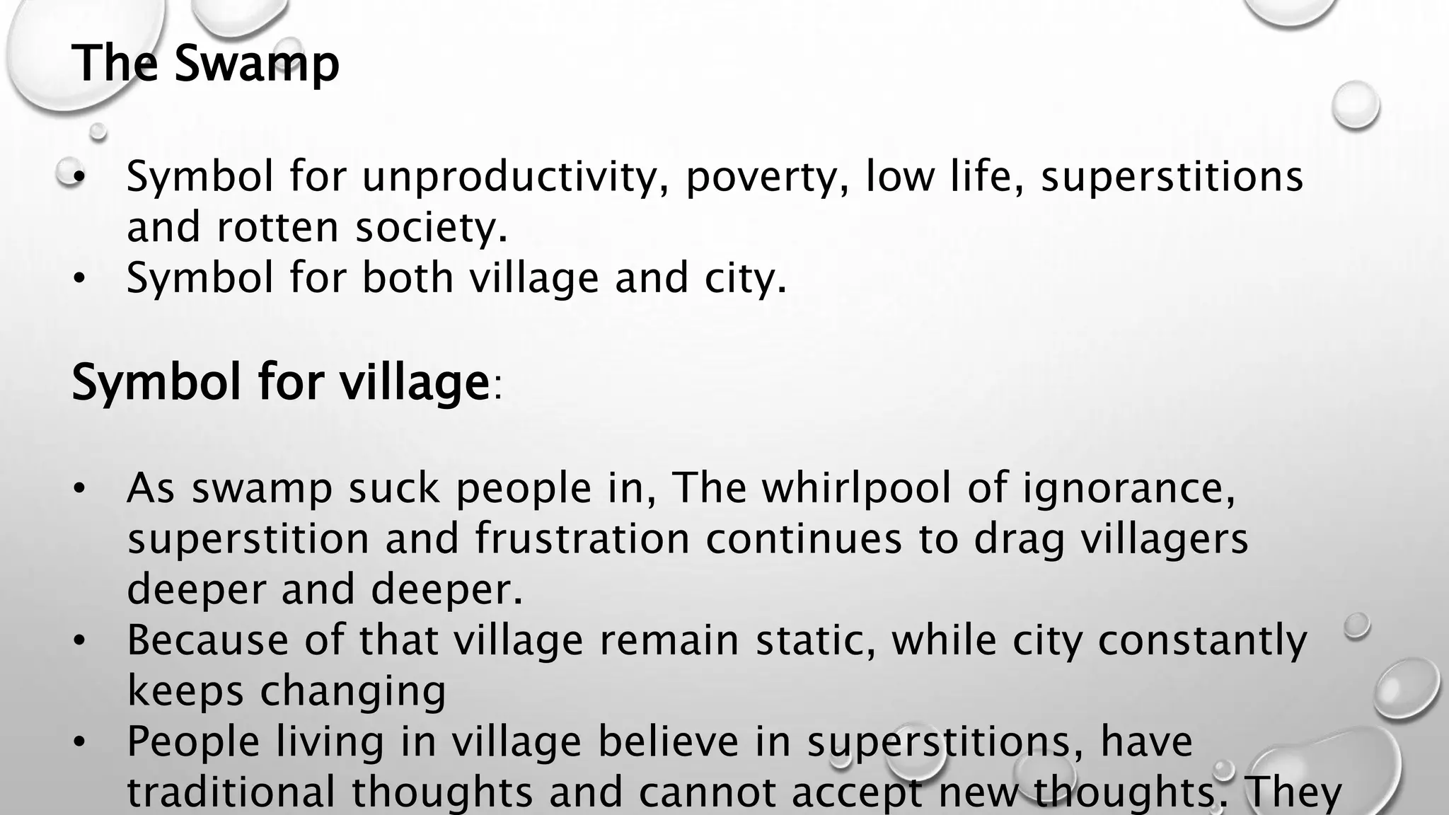 Symbolism in The Swamp Dwellers | PPTX