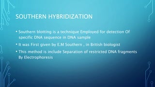 Recombination DNA Technology (Nucleic Acid Hybridization ) | PPTX