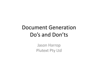 Approaches to document/report generation | PPT