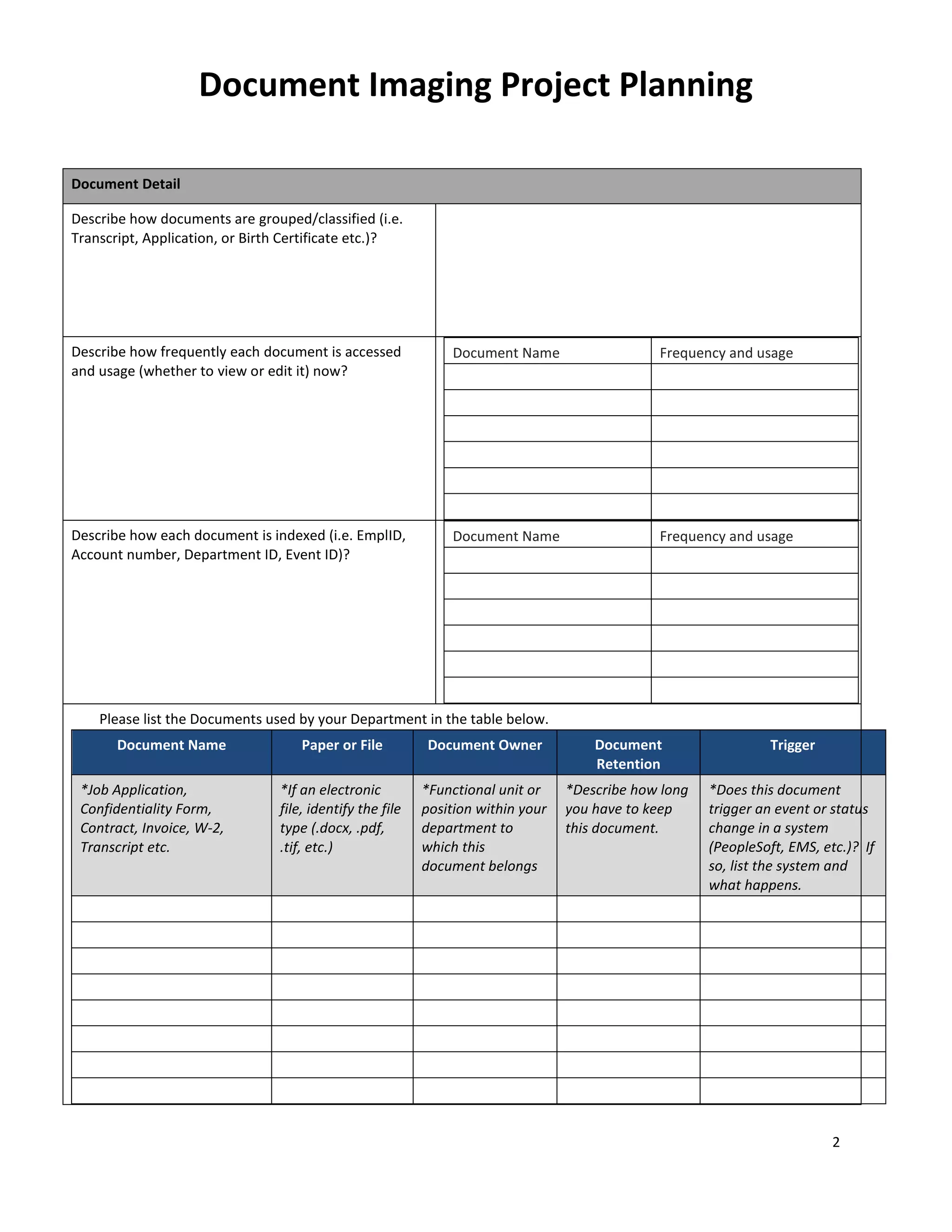 Document imaging project planning | DOCX