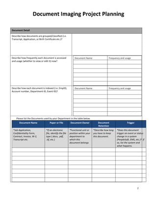 Document imaging project planning | DOCX