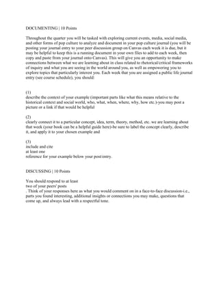 DOCUMENTING - 10 PointsThroughout the quarter you will be tasked with.docx
