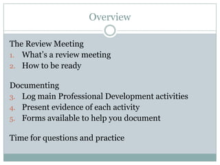 Documenting and preparing for the lpdc review meeting | PPTX
