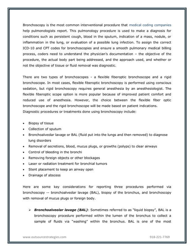 Documenting and Coding Bronchoscopy Procedures | PDF