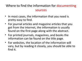 Documenting sources | PPT