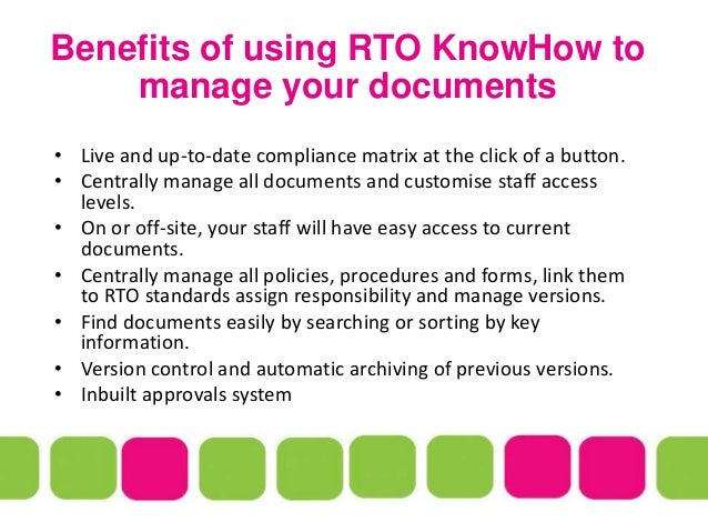Document management in rto know how slides - not for live 05-09-13
