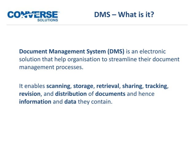 Document Management System (DMS) | PPTX | Operating Systems | Computer Software and Applications