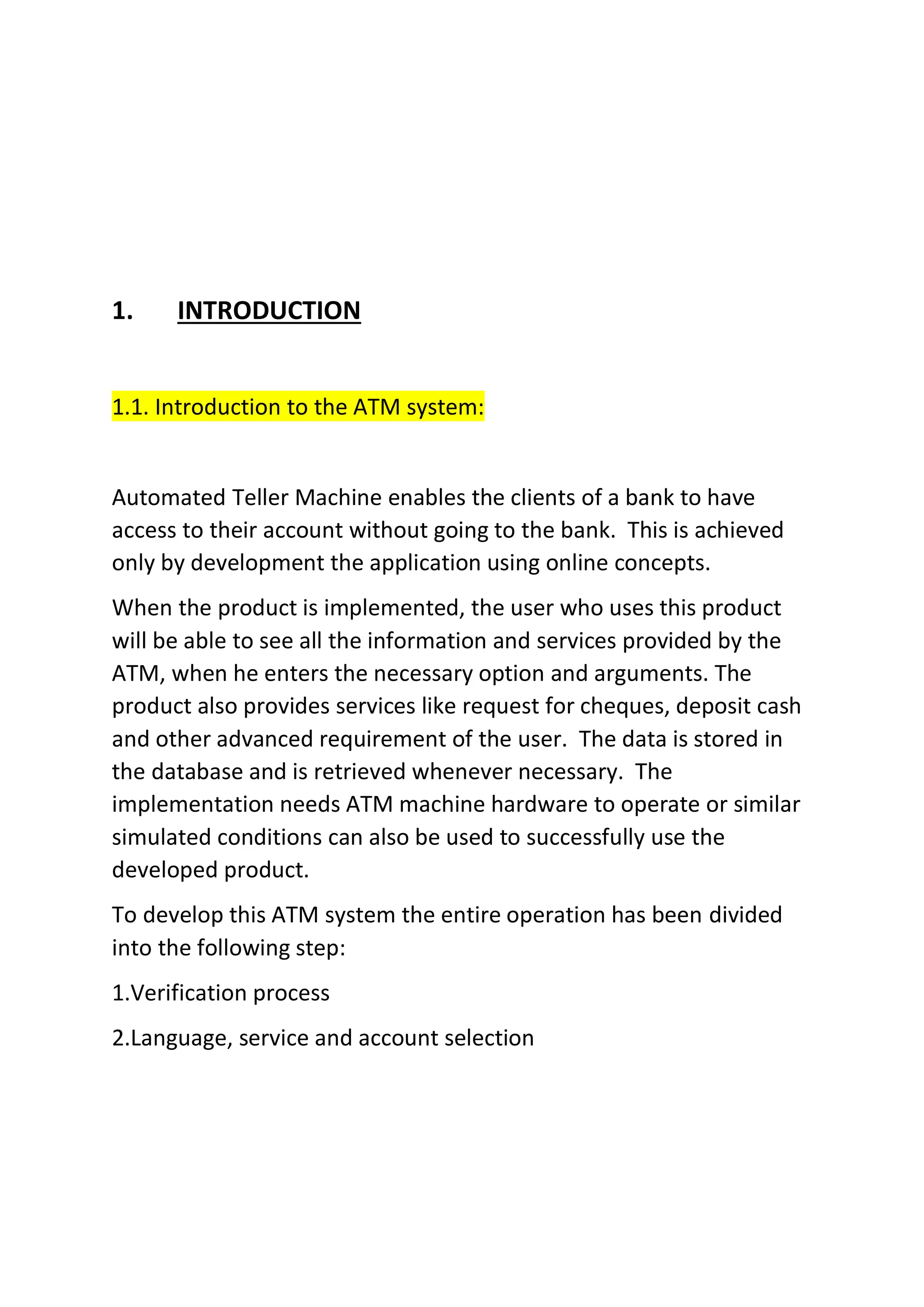 Document Atm Machine Using C Language Mini Projectpdf