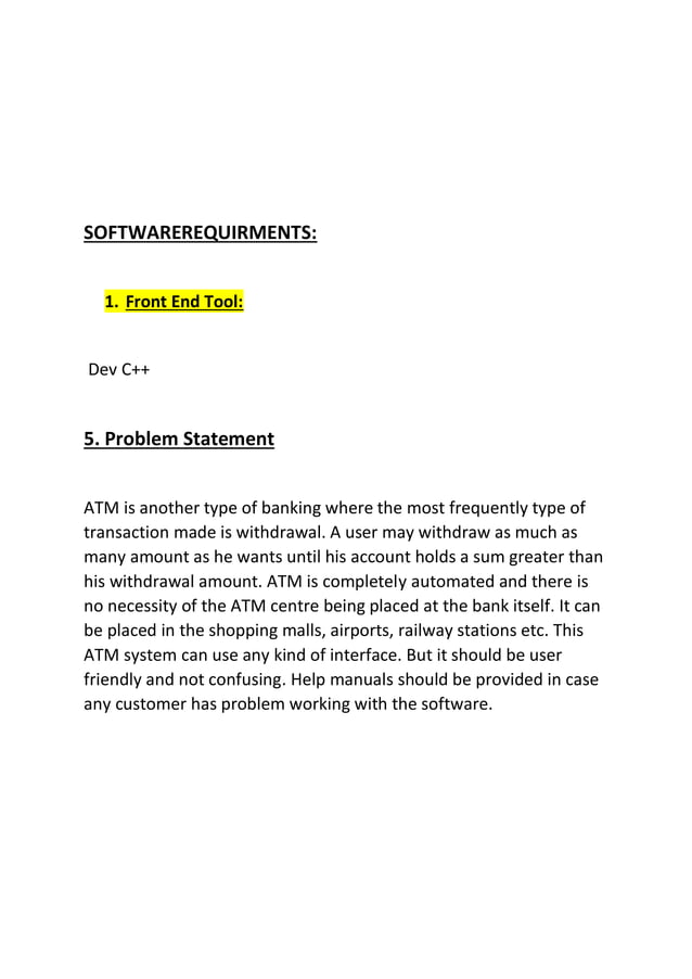 Document Atm machine using c language mini project.pdf