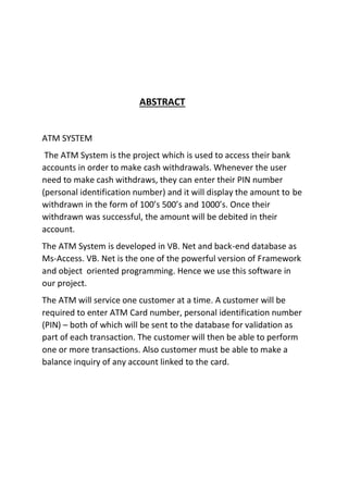 Document Atm machine using c language mini project.pdf