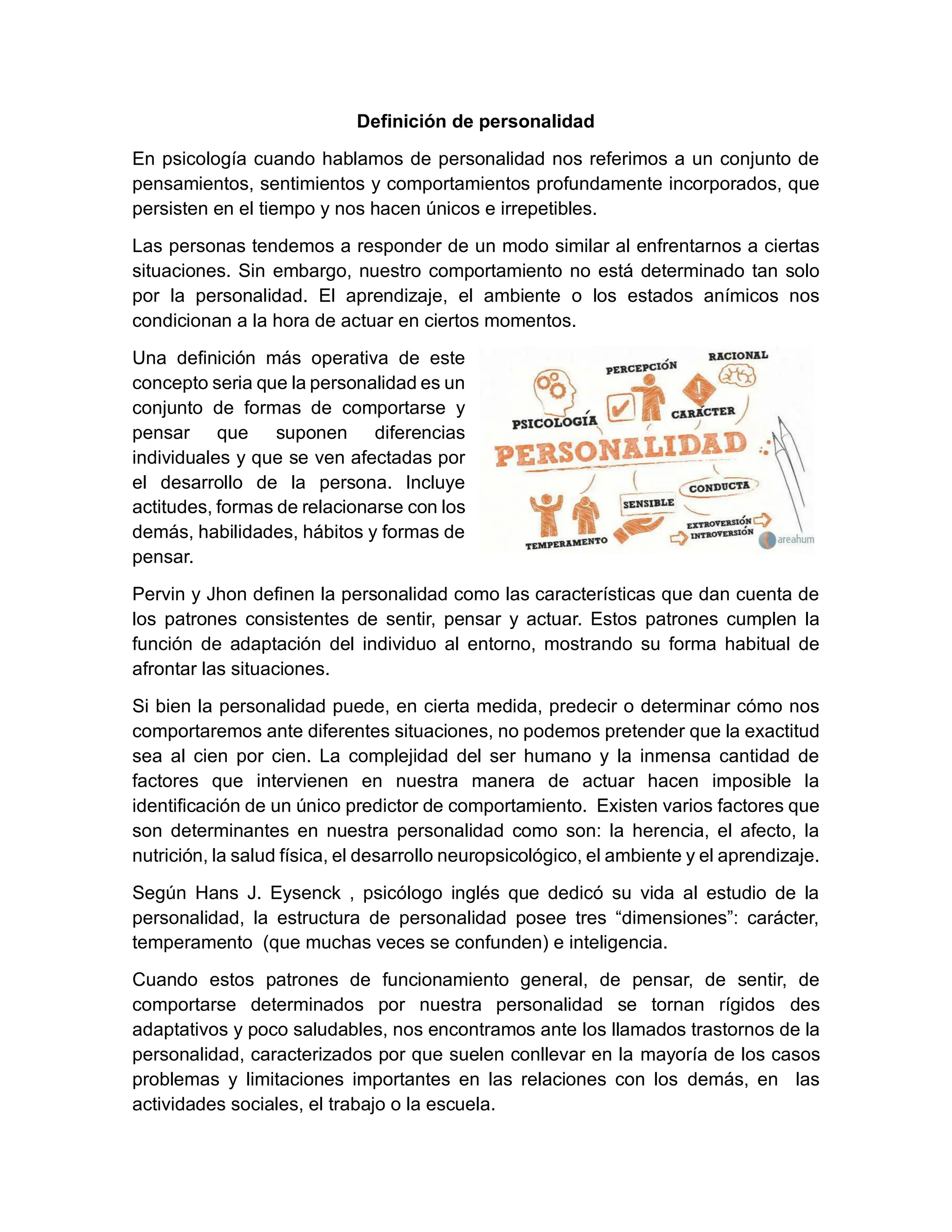Los tipos de personalidades y su relación con el temperamento | PDF