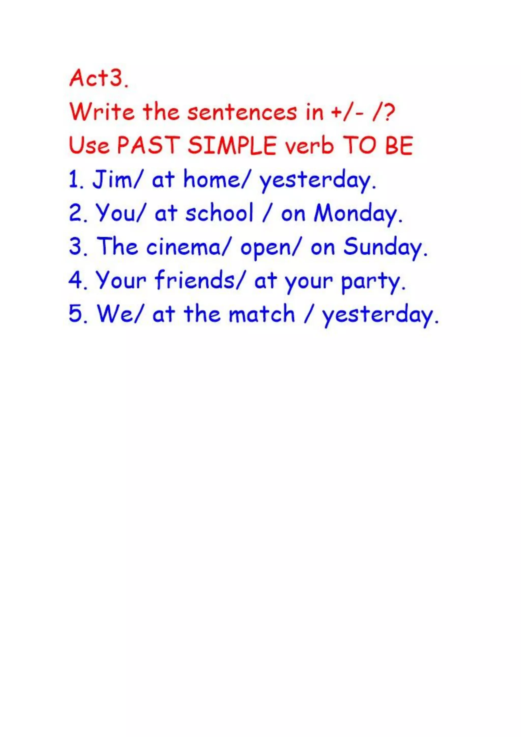 Past simple III VERB TO BE Primary School | PDF