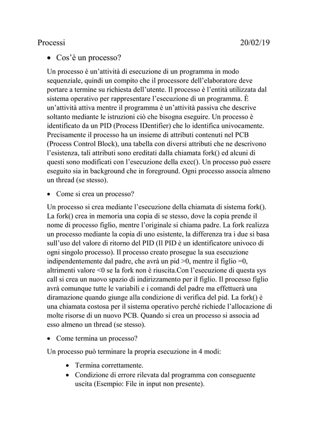 Processi e Thread | PDF