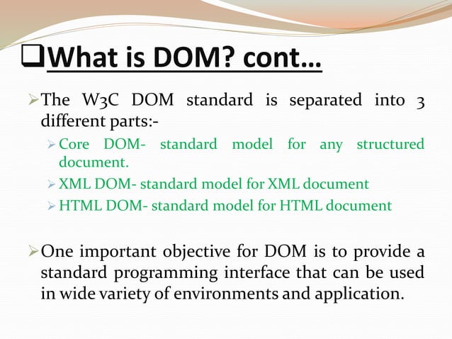 Document object model(dom) | PPTX | Web Development | Internet