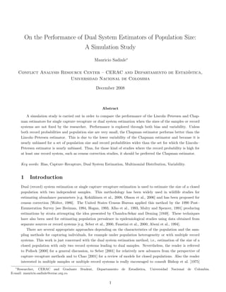 Documento CERAC No. 13: On the perfomance of Dual System Estimators of Population Size: A ...