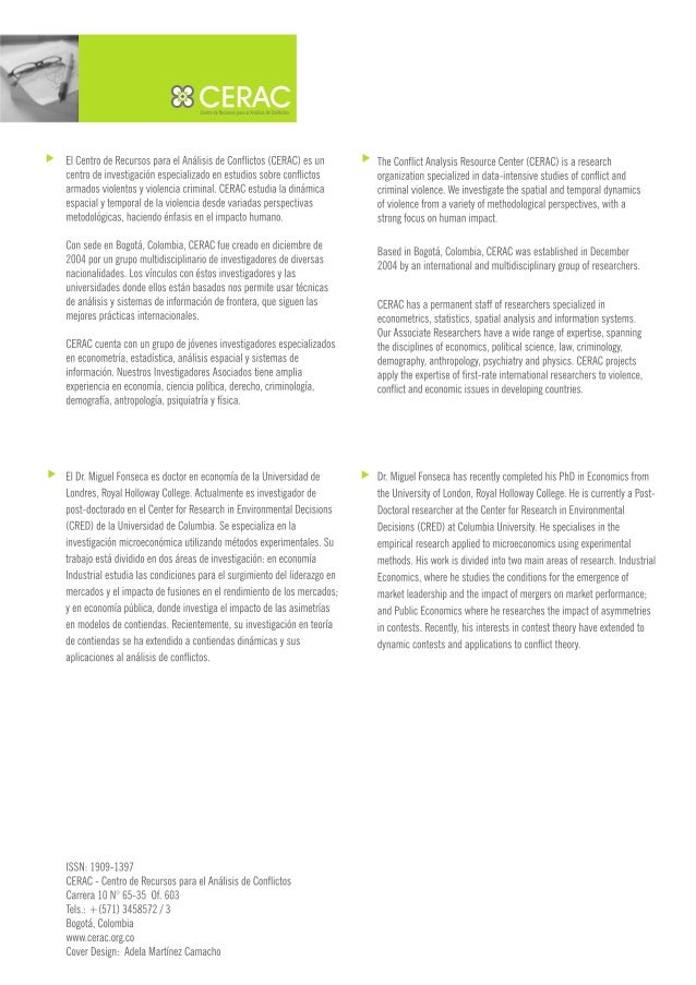 Documento CERAC No. 1: It's not how you play the game, it's winning t…