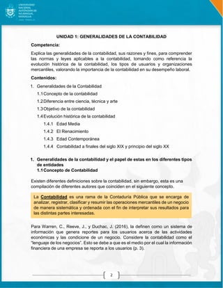 Generalidades de la contabilidad | PDF