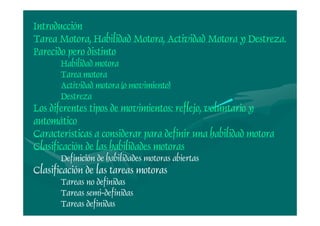 Movimientos, habilidades y tareas motoras | PDF