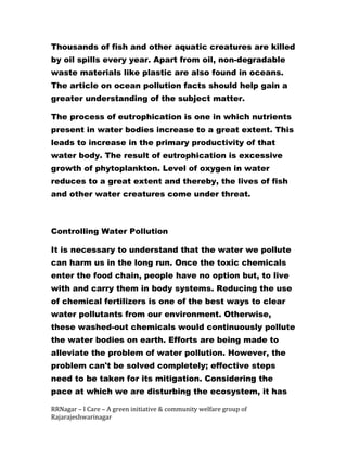 Document on water pollution | DOCX