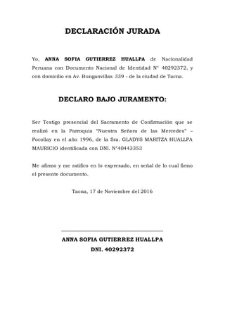 Como Redactar Una Declaracion Jurada