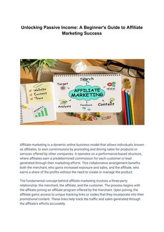 A Beginner's Guide to Affiliate Marketing Success: Your Path To Success ...