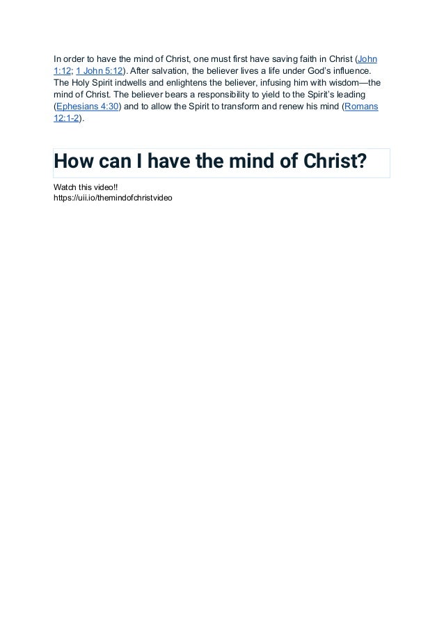 The Mind Of Christ | PDF