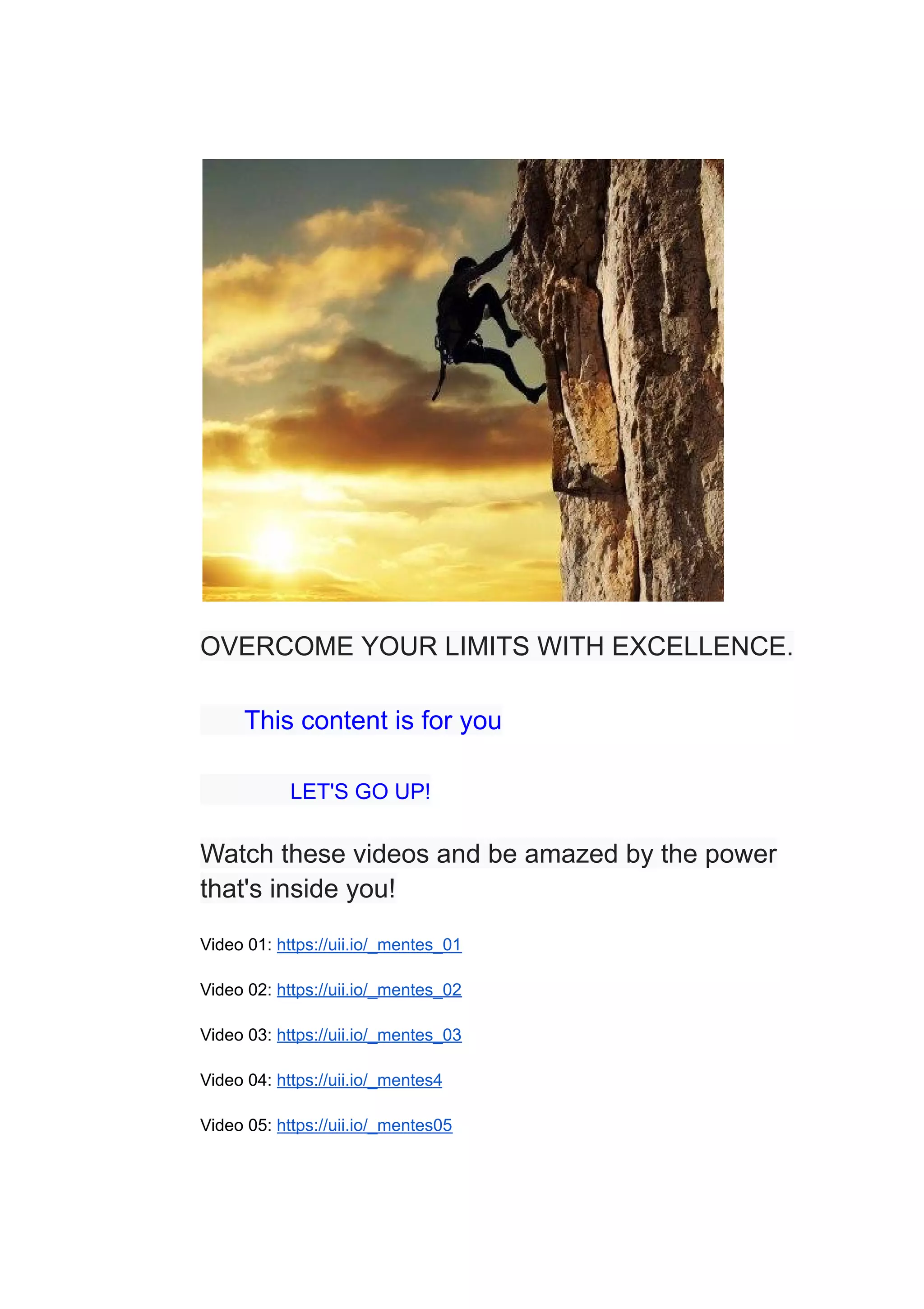 OVERCOME YOUR LIMITS WITH EXCELLENCE. | PDF