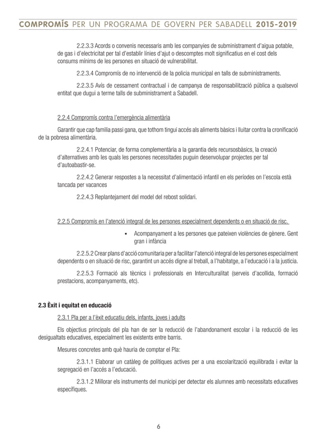 Pacte de govern quatripartit UpC-ERC-Crida-Guanyem a Sabadell | PDF